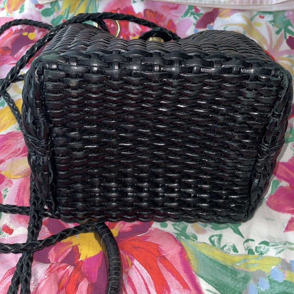 Vintage Cem Black Woven Bucket Bag Purse - Gem